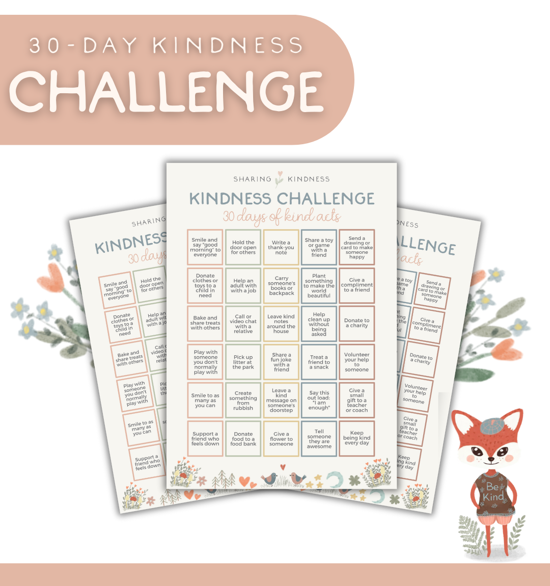 [PRINTABLE] 30-Day Kindness Challenge – Sharing Kindness